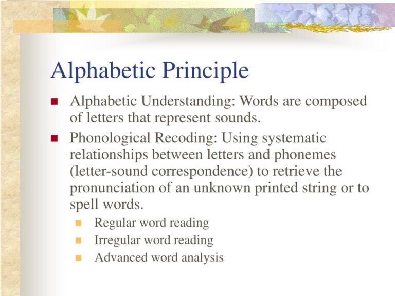 Alphabetic Principle: Key Examples Explained