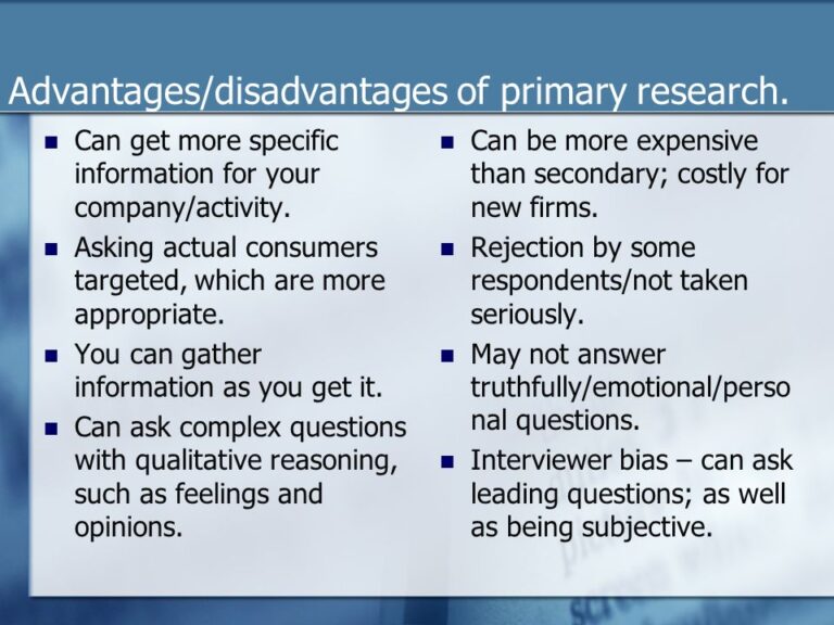 Examples of Disadvantages of Primary Research