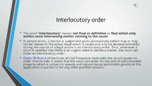 Examples of Interlocutory Orders in Legal Cases