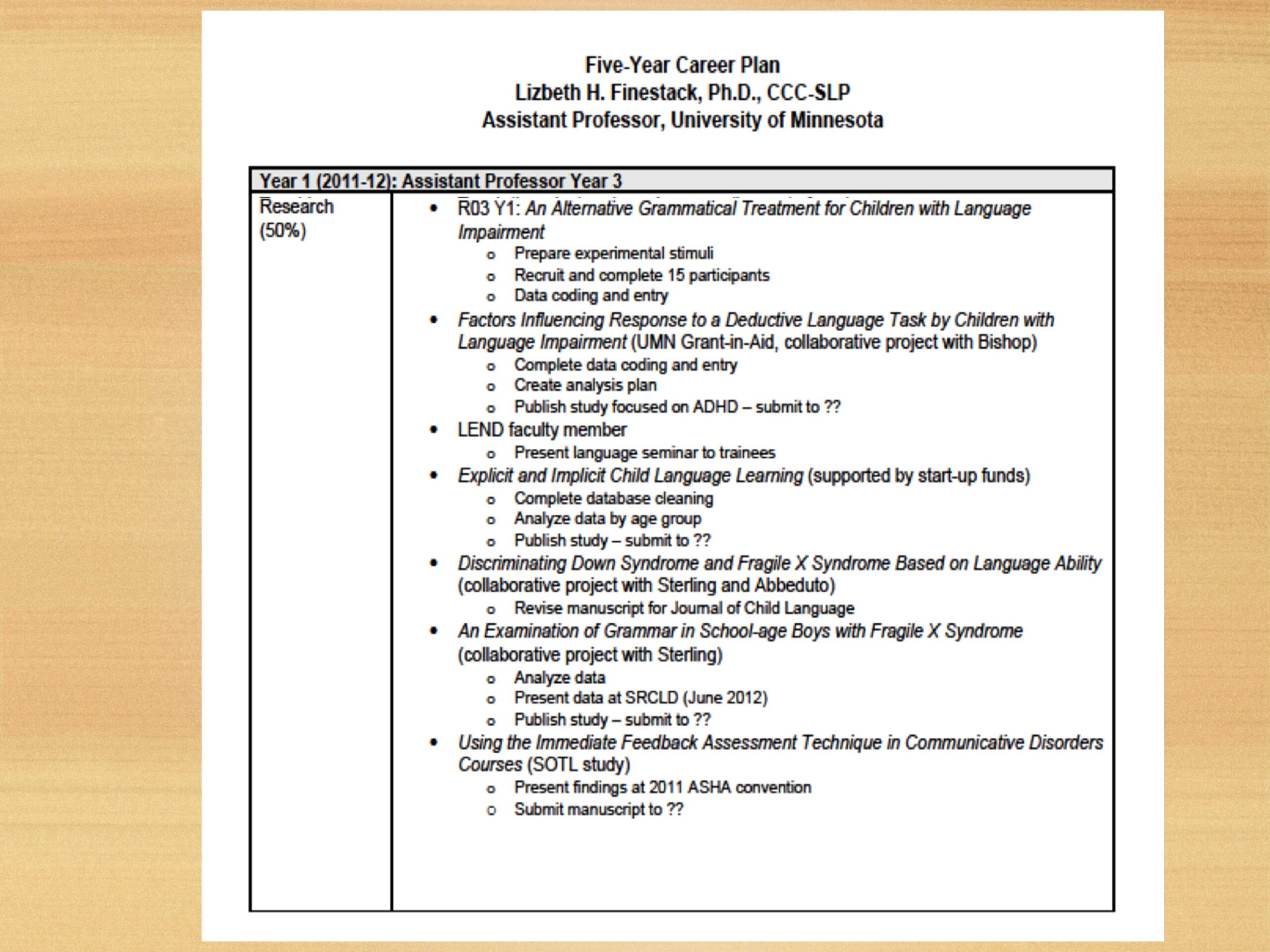 Examples of Research Plans for Successful Studies