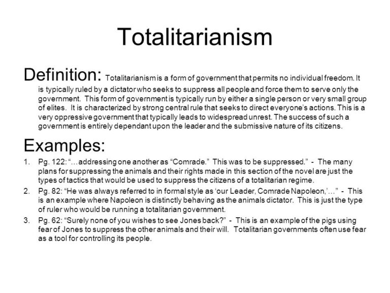 Examples of Totalitarianism in Animal Farm Explained