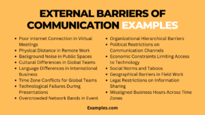 External Barriers Examples Impacting Success